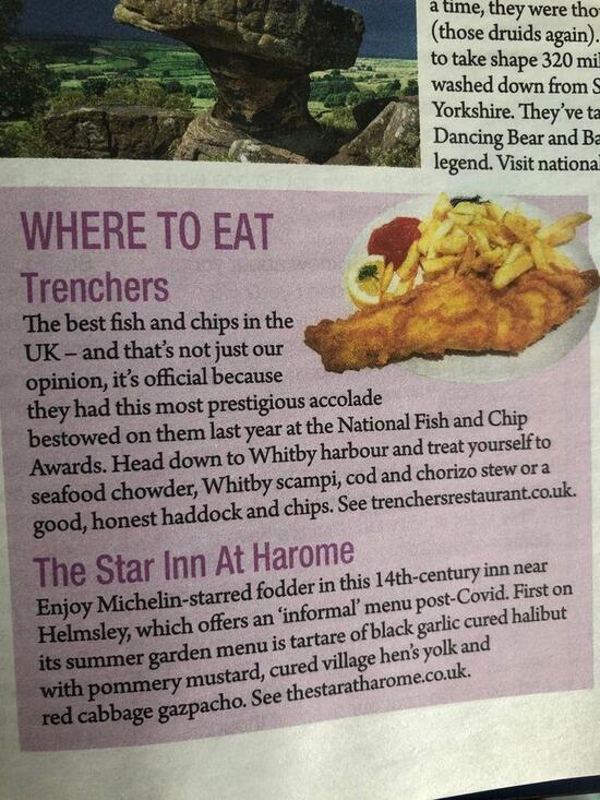 Menu at Trenchers restaurant, Whitby, Trenchers Restaurant