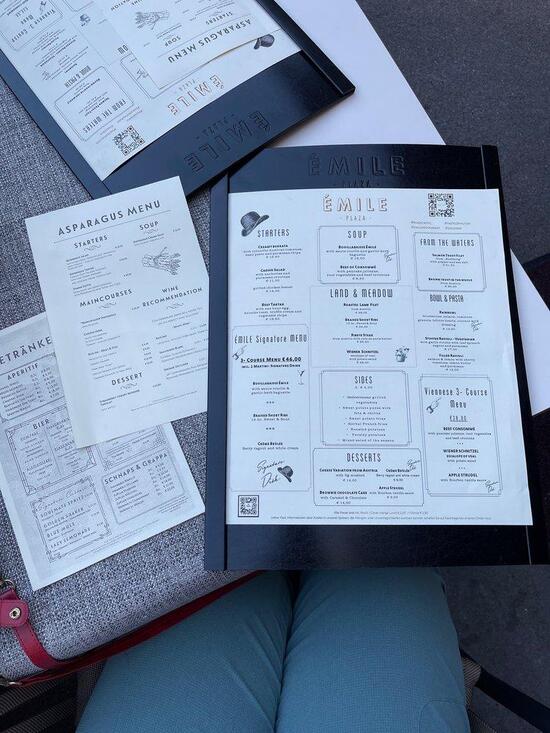 Carta de Émile Restaurant and Bar, Viena