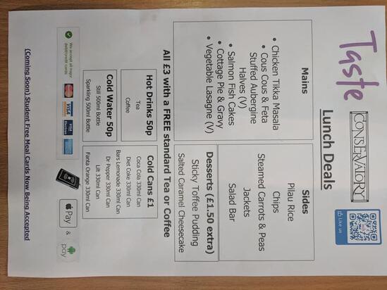 Menu at Taste Restaurant, Chesterfield