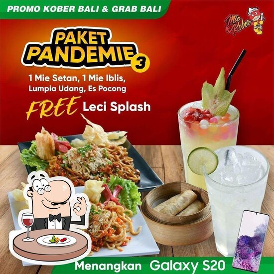 Menu at Mie Kober Dewi Sri restaurant, Kuta