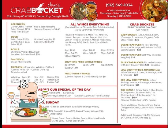 Shree's Crab Bucket, Savannah - Restaurant menu, prices and reviews