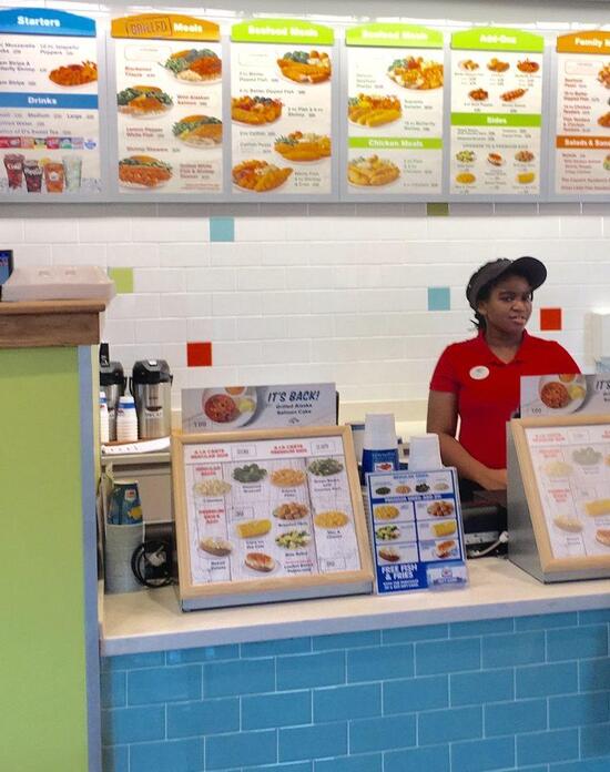 Menu at Captain D's fast food, Memphis, N Germantown Pkwy