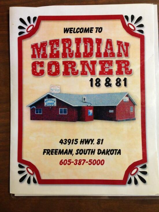 Menu at Meridian Corner restaurant, USA