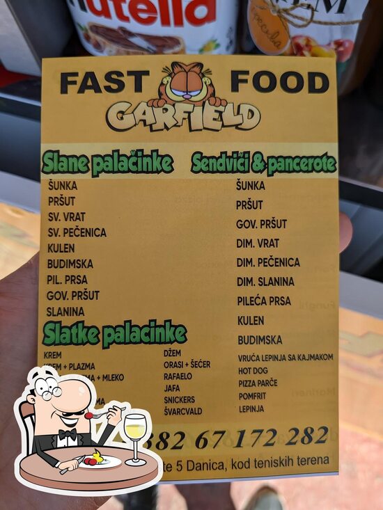 Menu au Garfield Fastfood restaurant, Herceg Novi