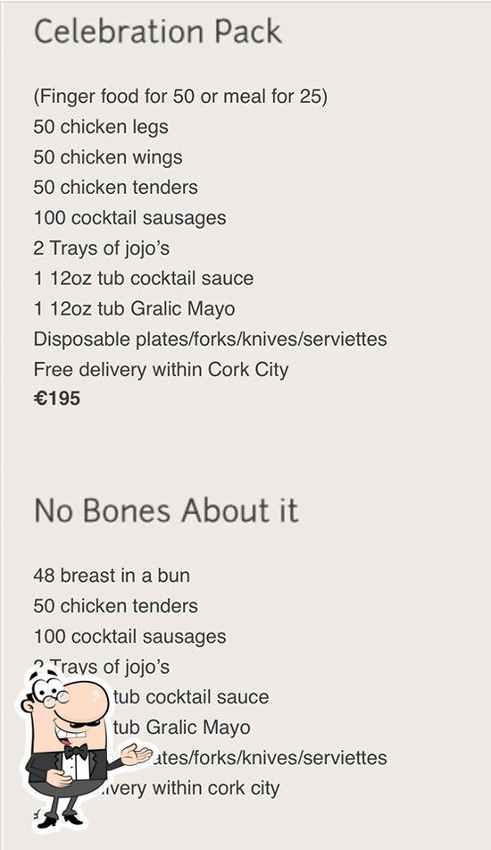 Menu at John Graces Fried Chicken fast food, Cork, 37 Cook St