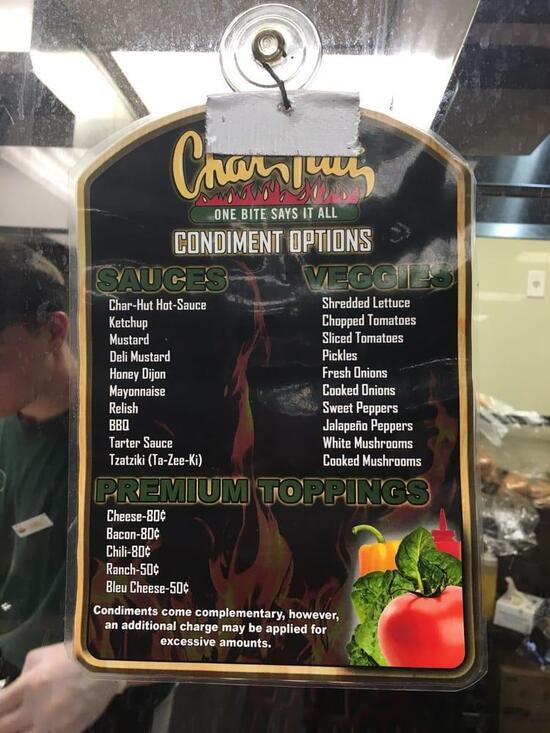 Menu at Char-Hut restaurant, Tamarac, 10000 West McNab Road