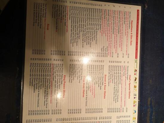 Menu at Ruby Chinese Takeaway restaurant, Wisbech