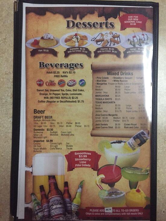 Menu at Casa Mexico Restaurant LLC, Byron