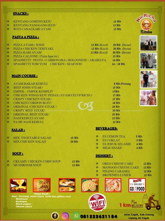 Menu at Nu-Richa Kitchen, Jalancagak