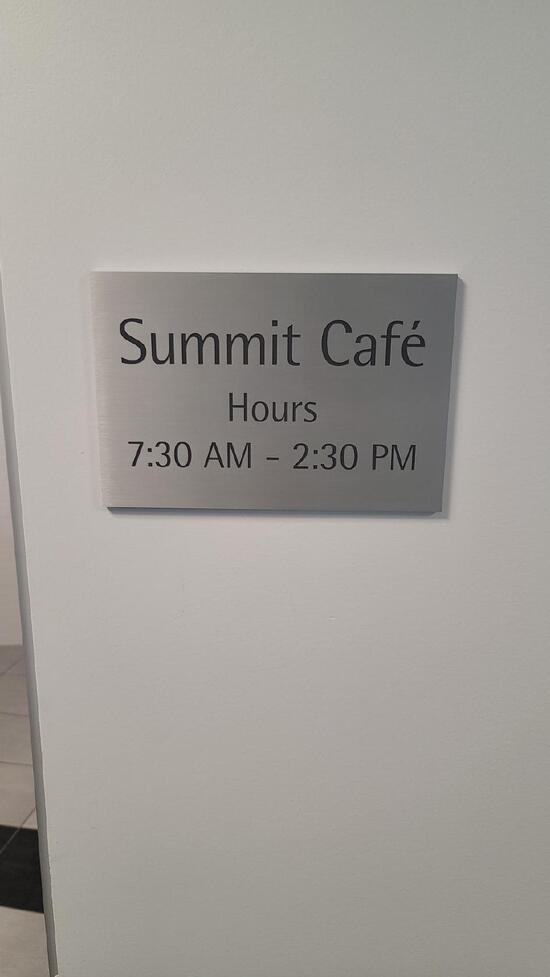 Menu at Summit Cafe, Burlington