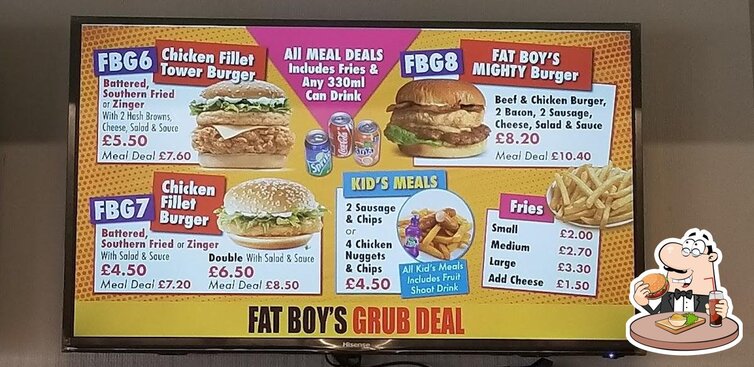 Menu at Fat Boy's Grub cafe, Royal Leamington Spa