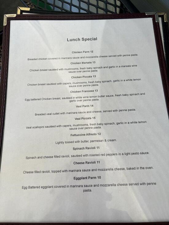 Menu at Sammy's Restaurant, Westbrook