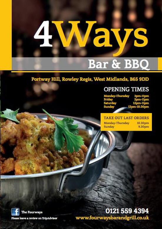 Menu at Fourways Bar & Grill, Rowley Regis, 2 Portway Hill