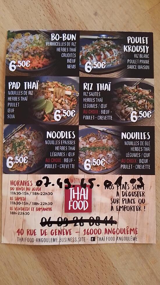 Carta del restaurante Thai Food, Cognac