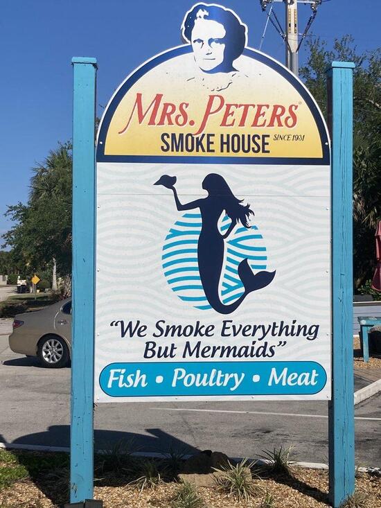 Menu at Mrs Peters Smokehouse restaurant, Jensen Beach