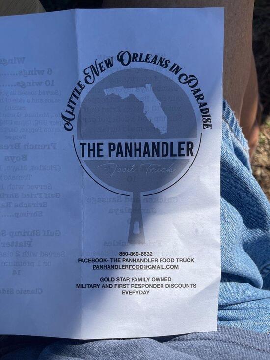 Menu at The Panhandler Food Truck, Navarre