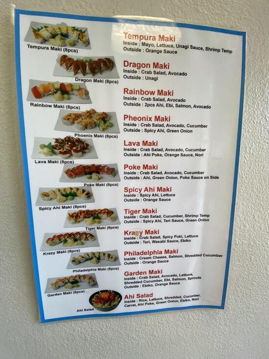 Menu at Sushiman Mililani restaurant, Mililani, 95-221 Kipapa Dr # C19