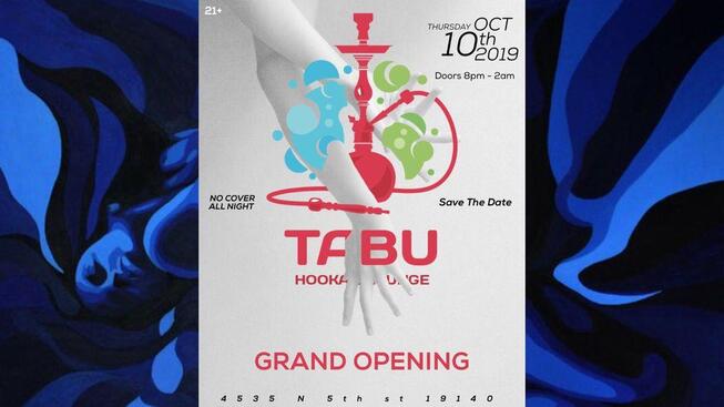 Menu at TABU Hookah Lounge pub & bar, Philadelphia