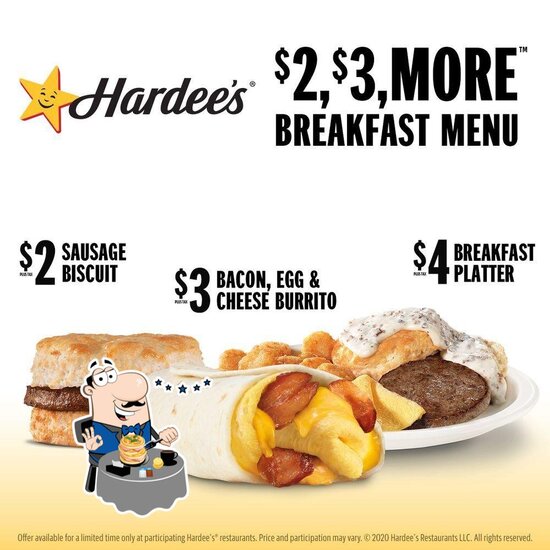 Menu at Hardee’s fast food, Sweetwater