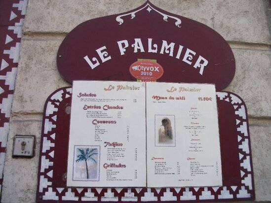 Menu at Le Palmier restaurant, Montpellier, 4 Rue Henri René