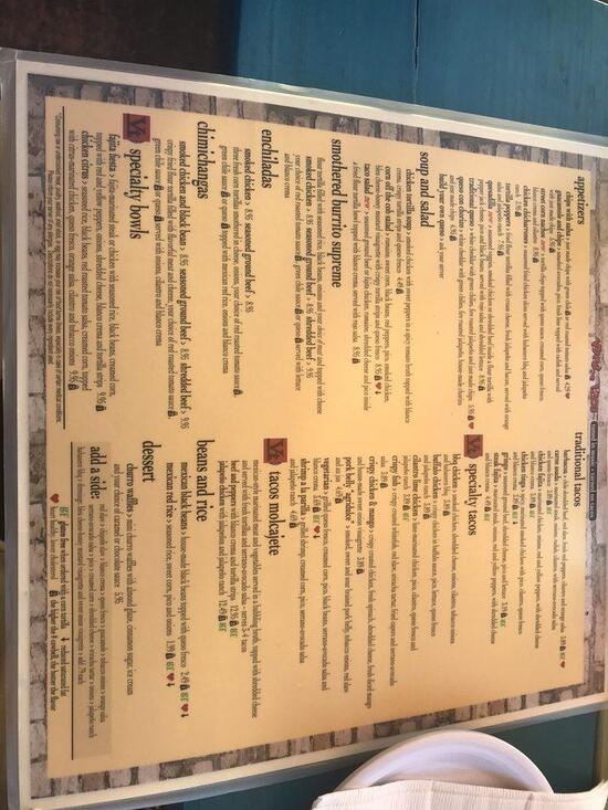 Menu at Vinyl Taco pub & bar, Sioux Falls