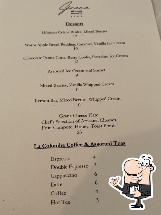 Carta del restaurante Grana BYOB, Cape May