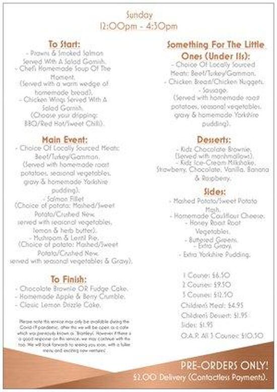 Menu at Poppy's cafe, Earl Shilton