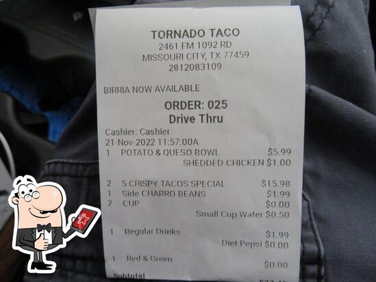 Menu at Tornado Taco restaurant, Missouri City, FM 1092 Rd