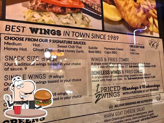 Menu at Gabby's pub & bar, Toronto, North West Corner
