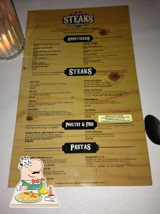 Menu at House of Steaks steakhouse, El Centro