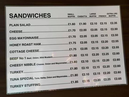 Menu at The Chambers Cafe, Oldham, 14