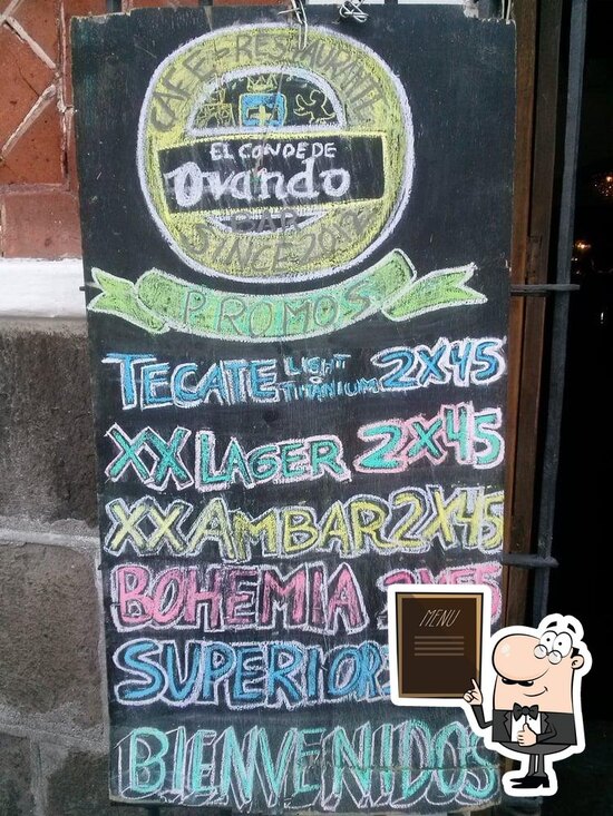 Menu at La Casa del Conde Ovando pub & bar, Puebla City