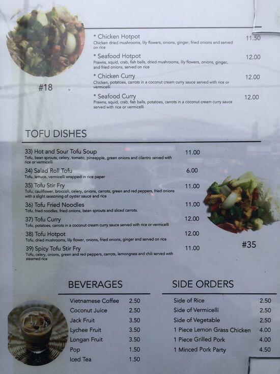 Menu at Saigon Garden restaurant, Parksville