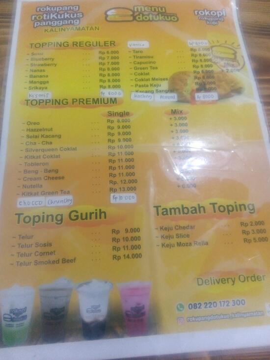Menu at Rokupang Dotukuo Kalinyamatan cafe, Pecangaan