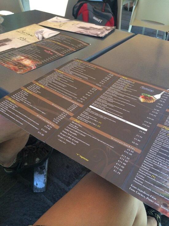 Menu at Cettina Cafe, Valletta