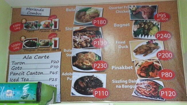 Menu at PAN de Pugon, Quezon City, M255+43R
