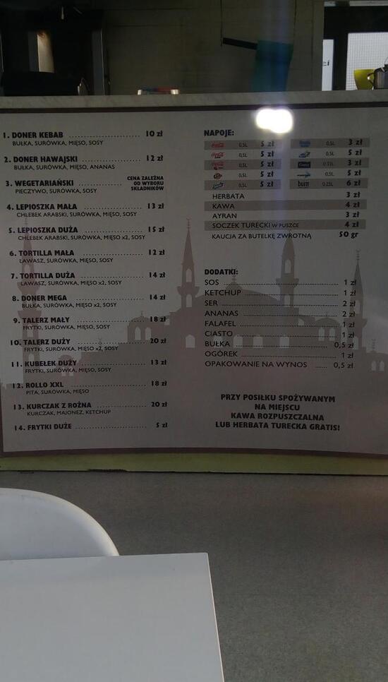 Menu at Islam KEBAB pub & bar, Stryków