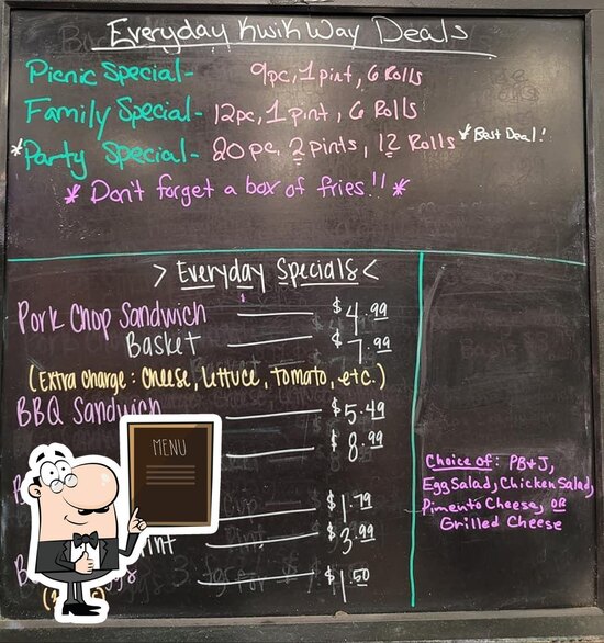 Menu at Kwik Way, Lake Murray of Richland