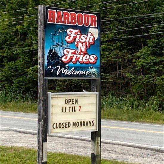 Menu at Harbour Fish 'N' Fries restaurant, Musquodoboit Harbour