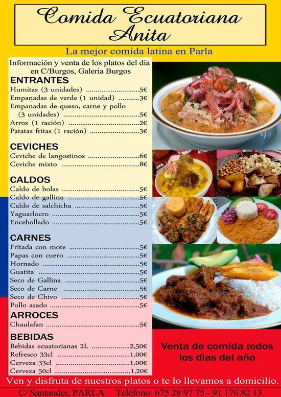 Menu At Comida Ecuatorina Anita Restaurant Madrid