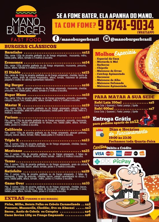 Mano Burger, Raposos - Menu do restaurante, preços e opiniões