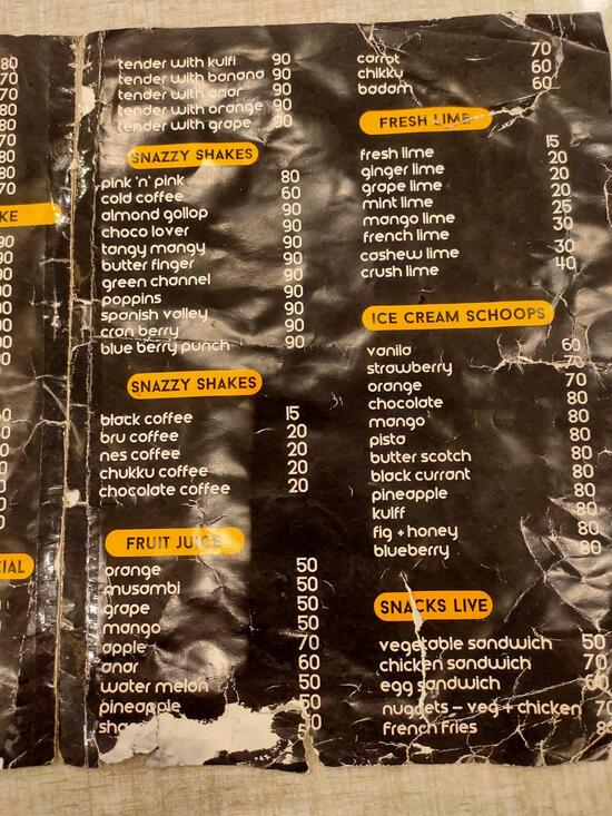 Menu at Calista Bakes, Angadipuram