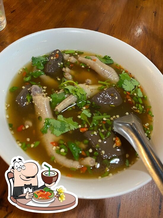 Menu at AOM Chicken Leg restaurant, Kanchanaburi