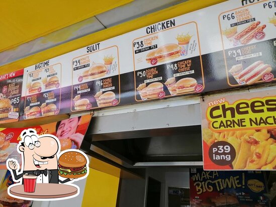 Menu at Minute Burger restaurant, Plaridel