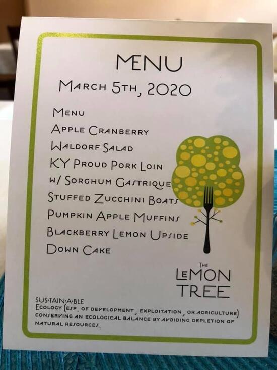Menu at The Lemon Tree restaurant, Lexington