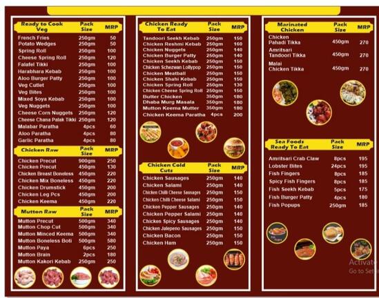 Menu at Punjabi Bites -Jhatka Meat, Thane