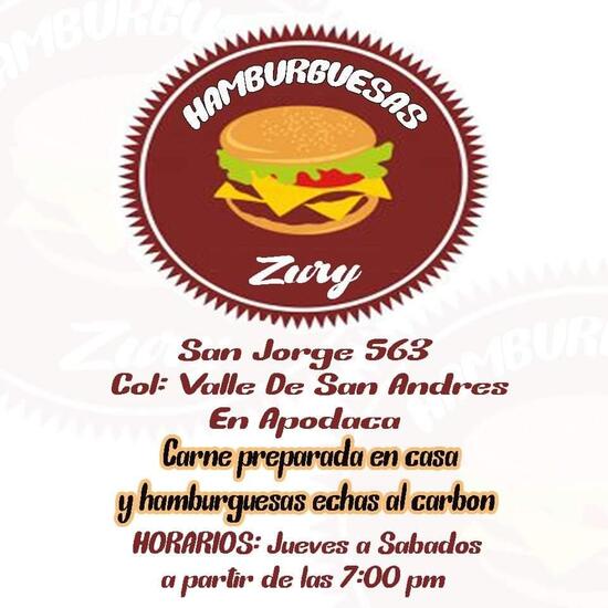Menu at Hamburguesas "Zury" restaurant, Ciudad Apodaca