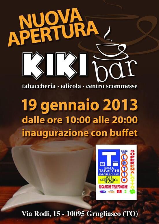 Menu at Kiki Bar, Grugliasco