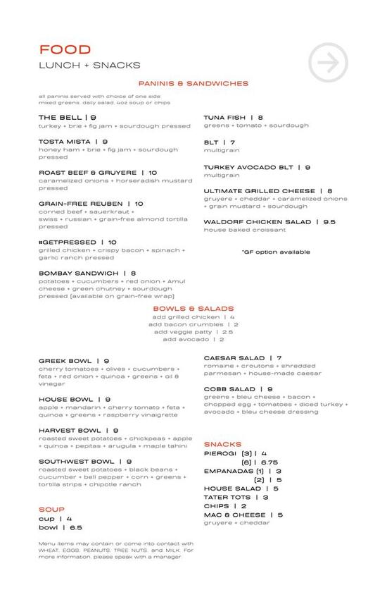 Menu at Halo Roasters cafe, Springfield Township