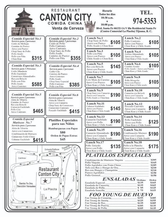 CANTON CITY COMIDA CHINA, Tijuana - Menú del restaurante, precios y reseñas
